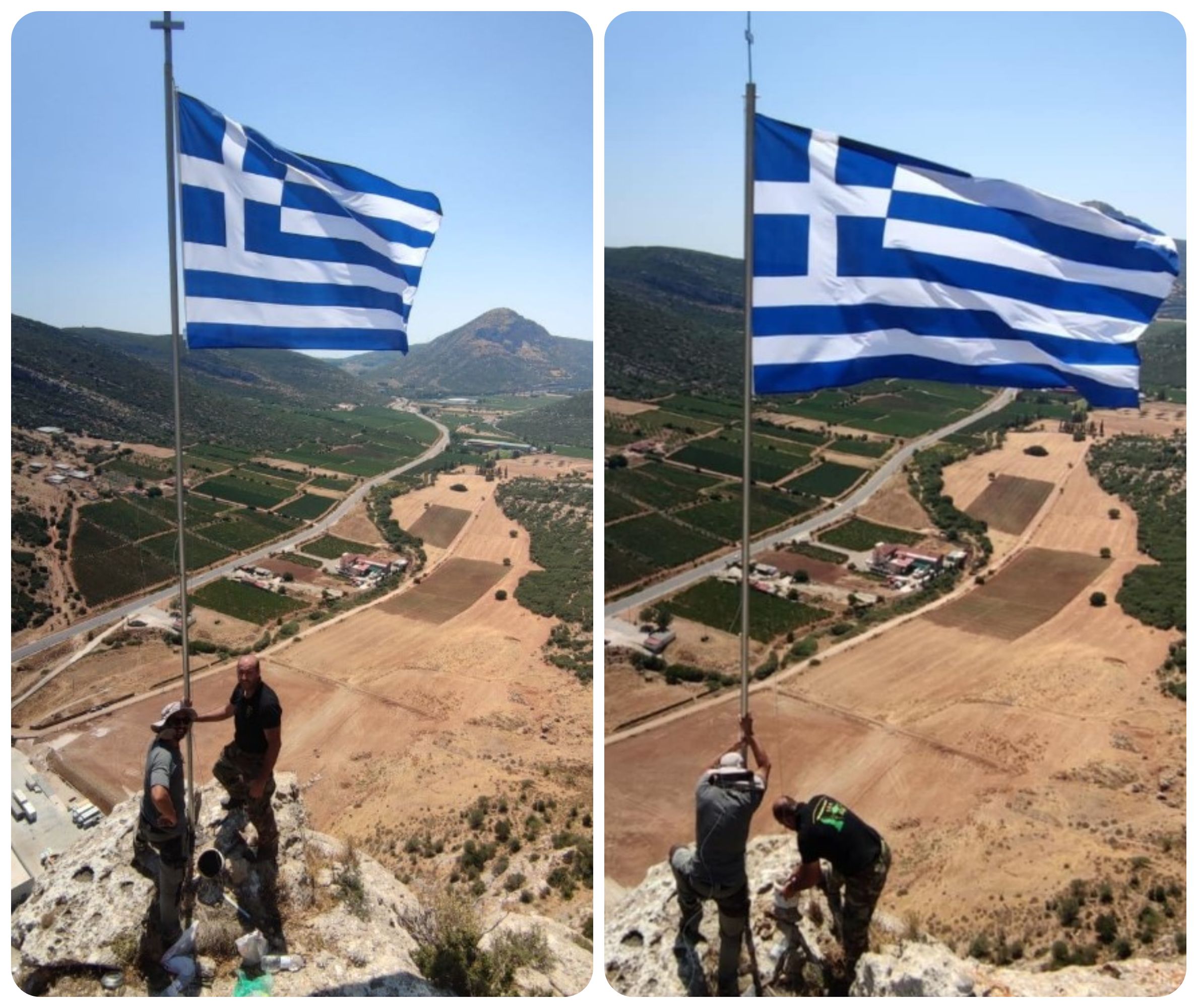 Τοποθέτησαν ελληνική σημαία στην Παναγία του βράχου στην Νεμέα (video ...