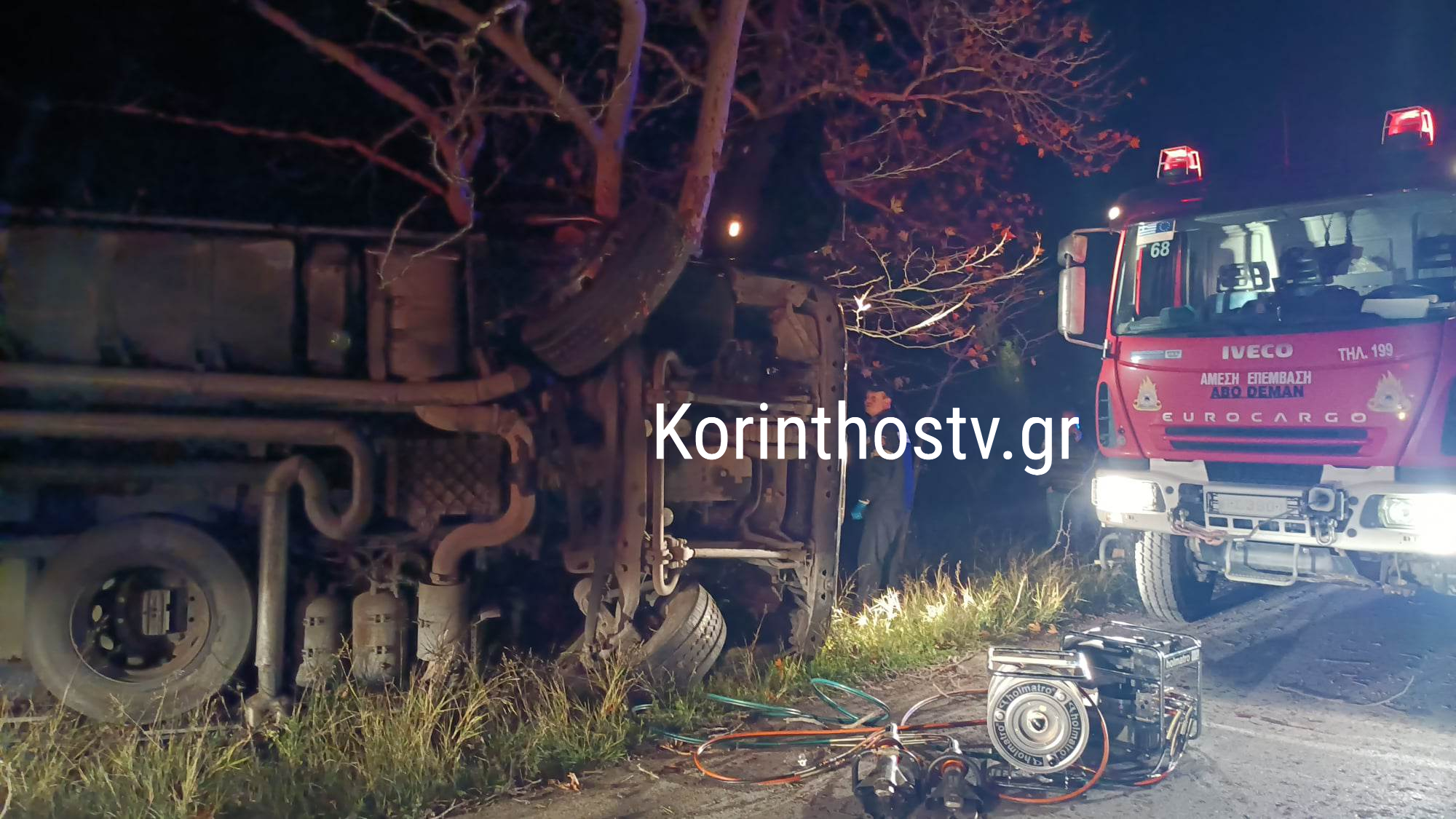 Καλά στην υγεία του ο οδηγός της νταλίκας που ανατράπηκε στην Κορίνθου ...