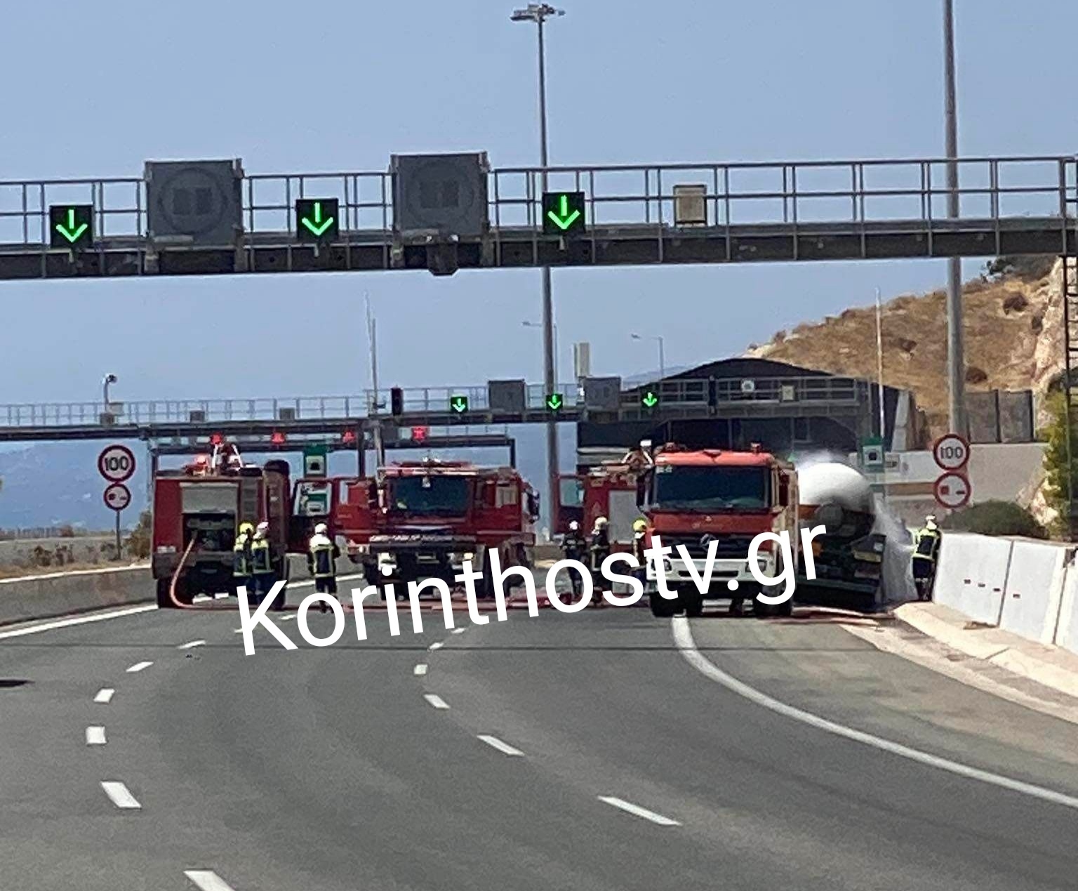 Φωτιά σε βυτιοφόρο στην Ε.Ο Αθηνών - Κορίνθου, στο ρεύμα προς Κόρινθο ...